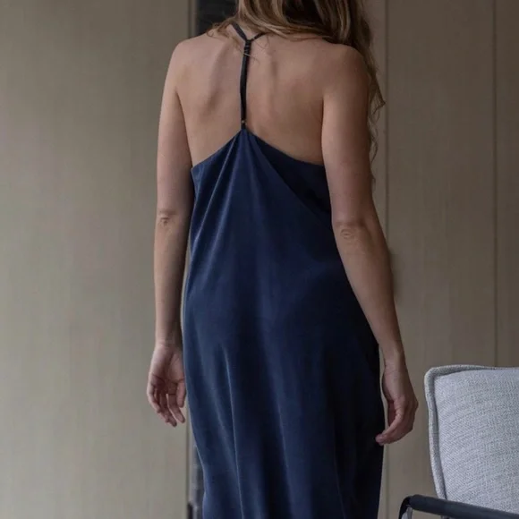 Lunya Washable Silk Cami Slip Dress Navy/ Black Chemises & Slips